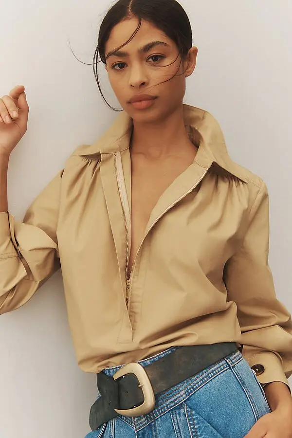 MARE MARE X Long-sleeve Henley Blouse