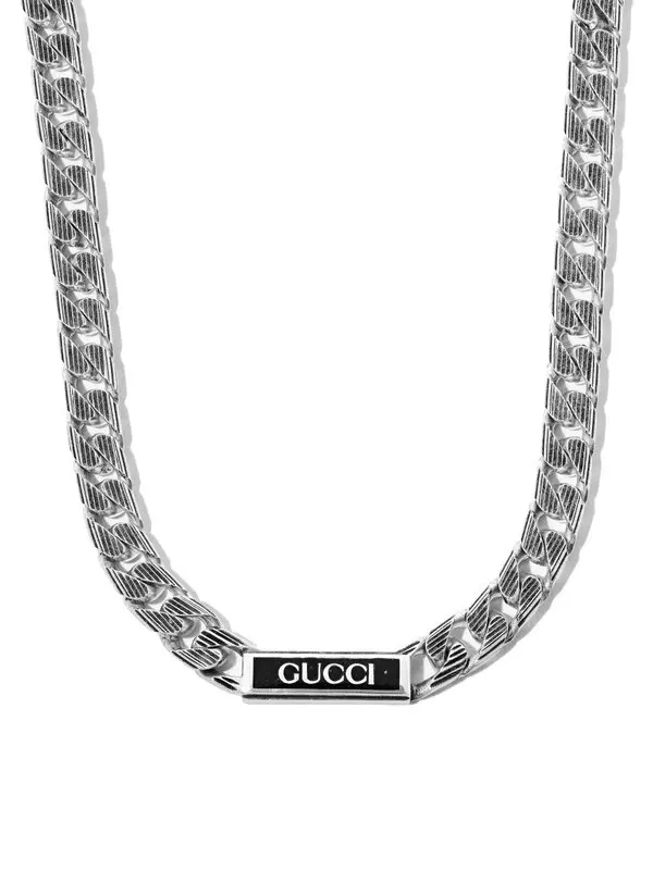 Gucci Sterling Enamel Tag Necklace