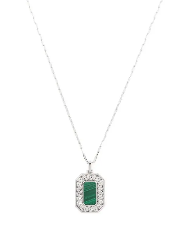 Shay 18k White Gold Malachite Pendant Necklace - Silver