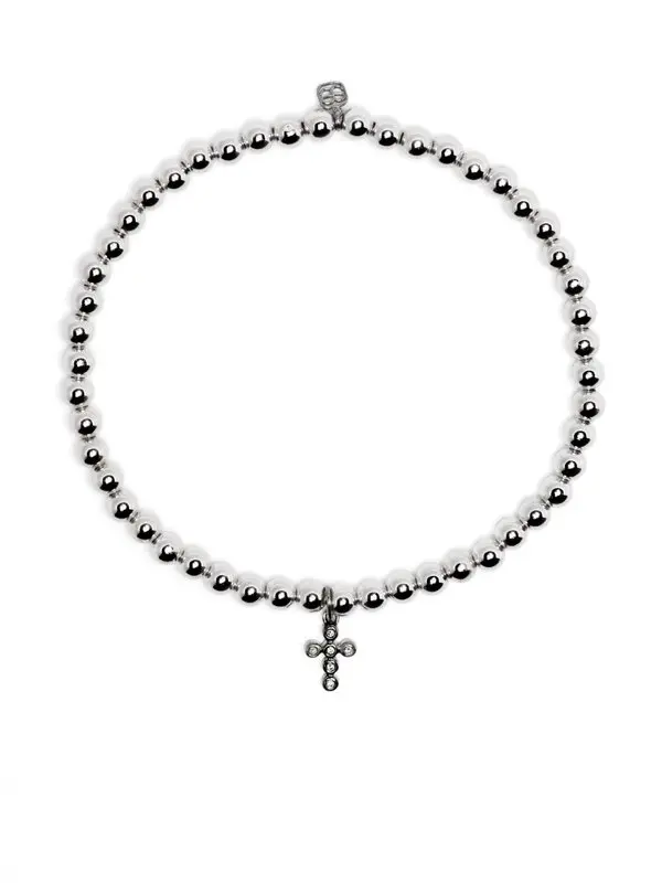 SYDNEY EVAN 14k White Gold Diamond Cross Charm Bracelet - Silver