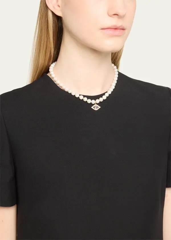 SYDNEY EVAN 14k Yellow Gold And Diamond Evil Eye Necklace