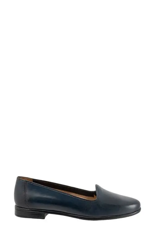 Trotters Liz Leather Flat - Navy