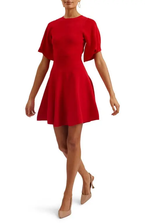 fitted lace wedding dress Kelby Red Embroidered Short Dress