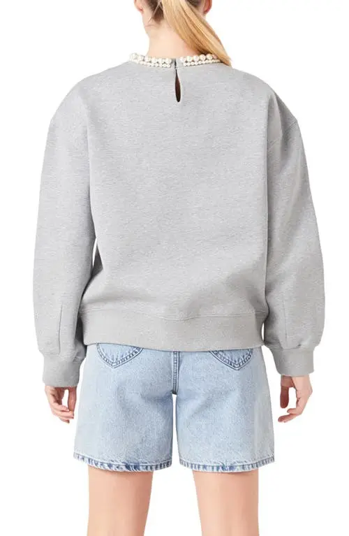 GREY LAB Imitation Pearl Embellished Crewneck Sweatshirt