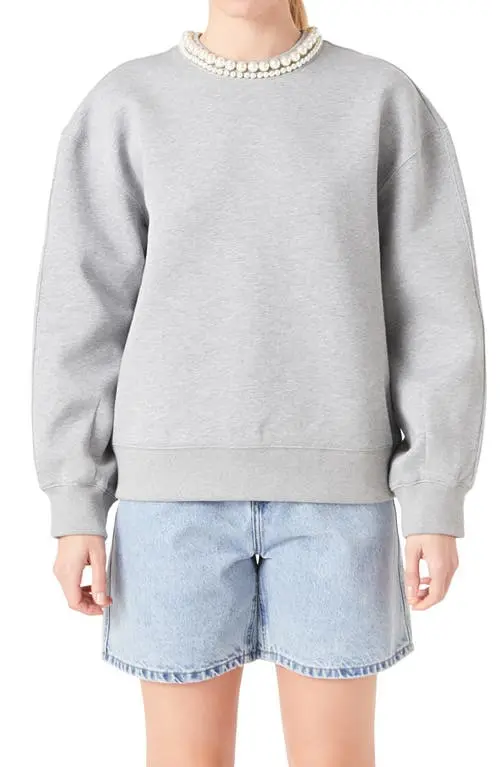 GREY LAB Imitation Pearl Embellished Crewneck Sweatshirt