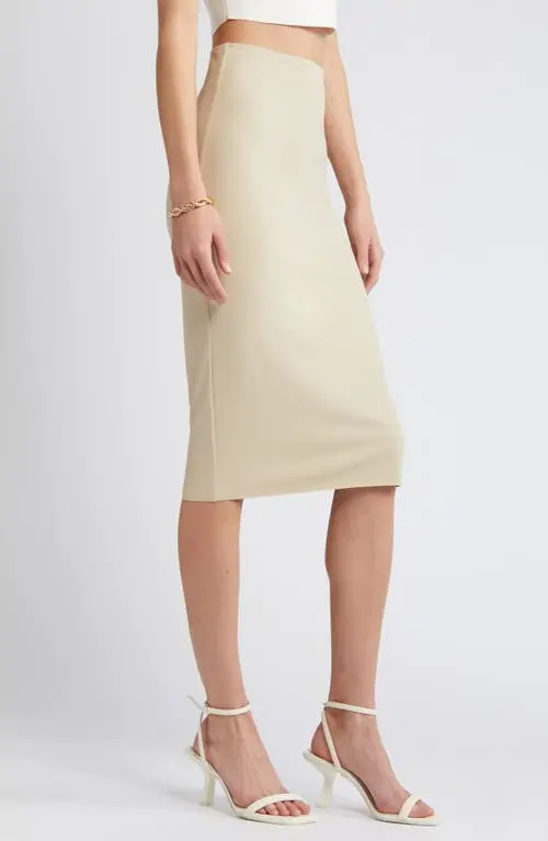 OPEN EDIT Smooth Edit Pencil Midi Skirt - Tan Oxford
