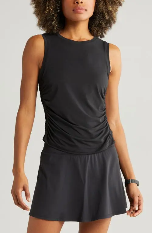 Zella Breathe Ruched Tank - Black