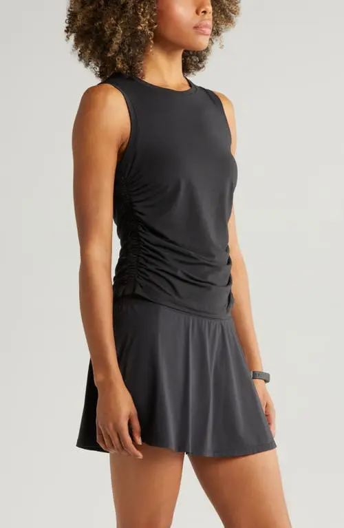 Zella Breathe Ruched Tank - Black