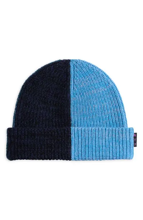WASTE YARN PROJECT Kaja Colorblock Beanie - Tonal Blue