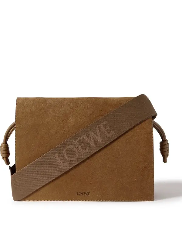 Loewe Flamenco Leather-trimmed Suede Messenger Bag - Neutrals