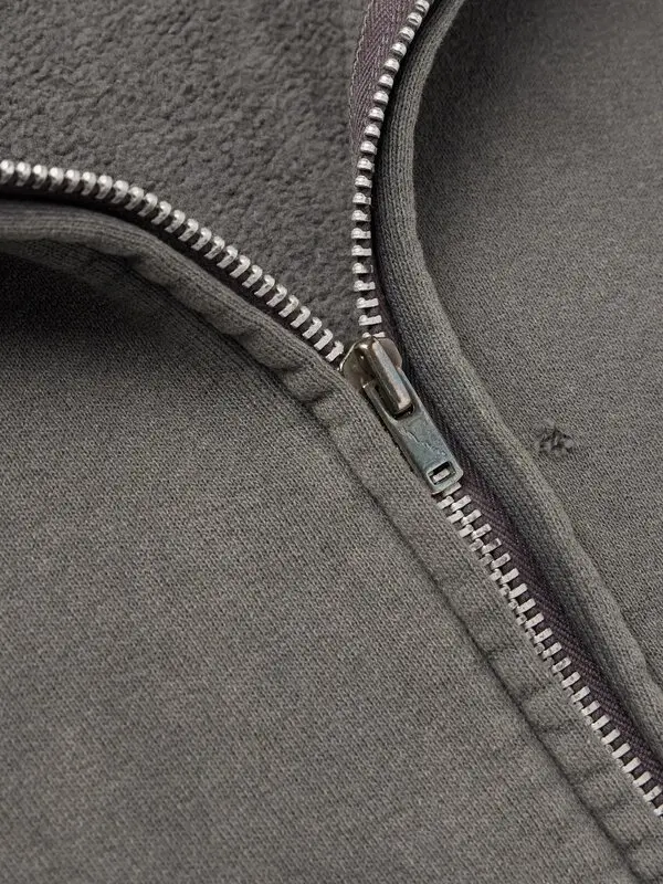 Saint Mxxxxxx Distressed Cotton-Jersey Zip-Up Hoodie S In Gray
