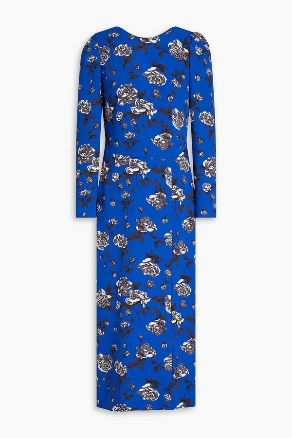 Red Valentino Floral-print Crepe Midi Dress - Royal Blue