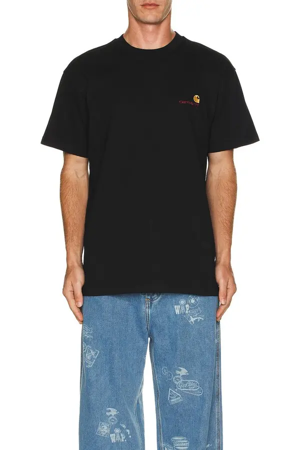 Carhartt Work In Progress Short Sleeve American Script T-shirt - Black