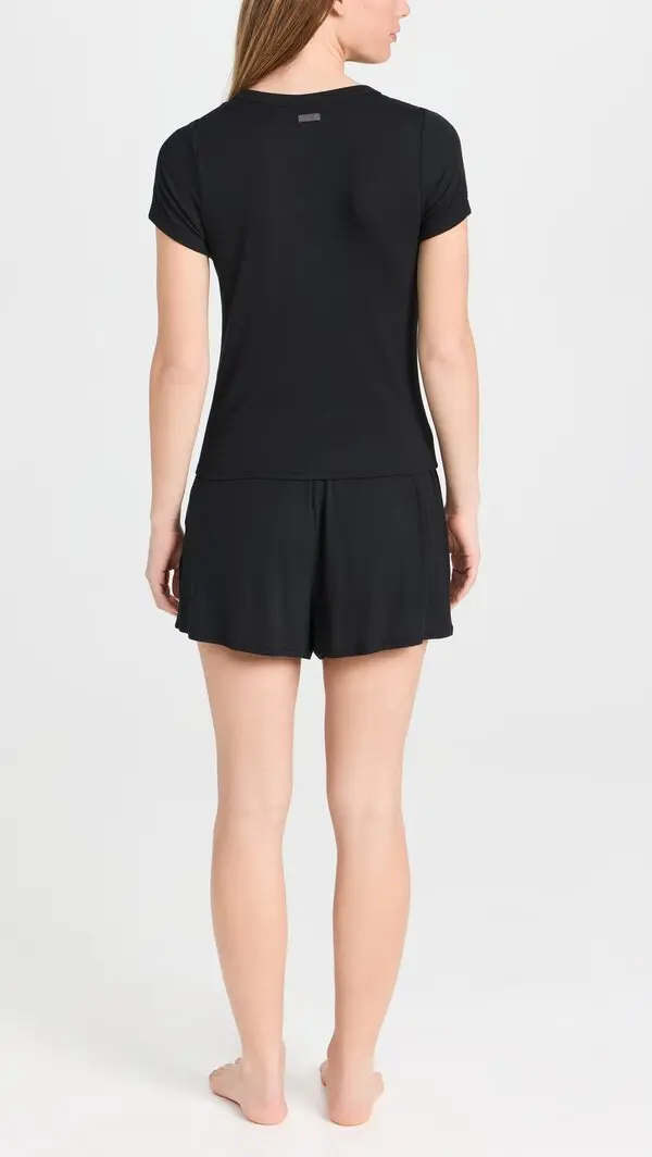 Lunya Soft Modal Rib Tee Shorts Set - Immersed Black