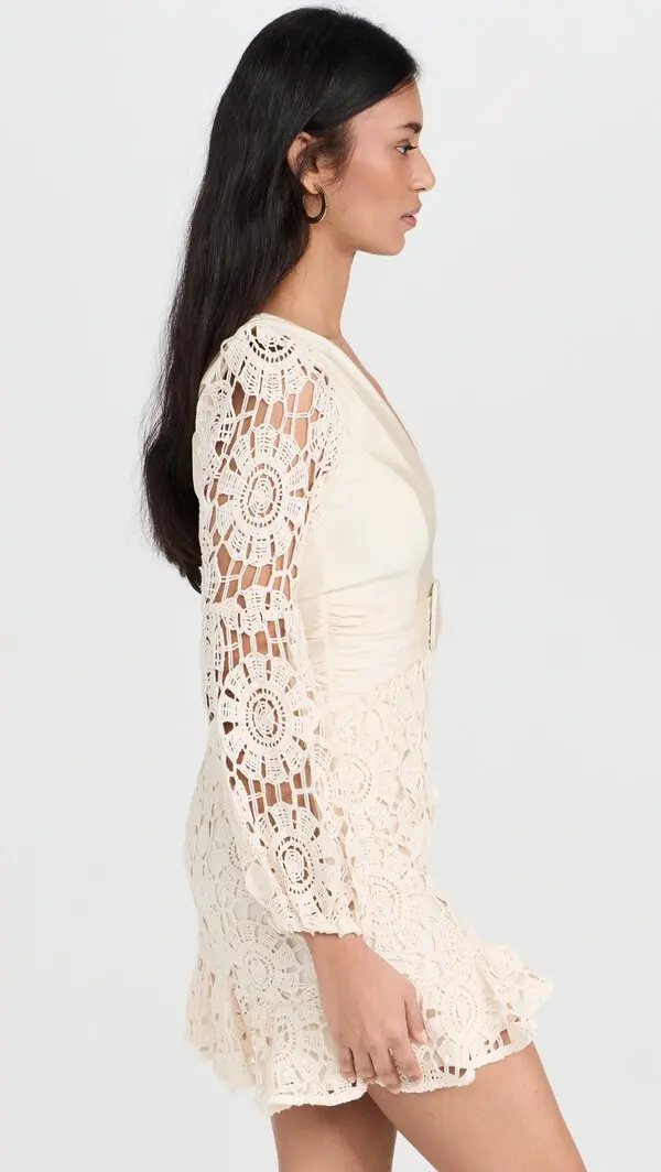 patbo crochet plunge mini dress CROCHET BLOOM HALTERNECK MINI DRESS
