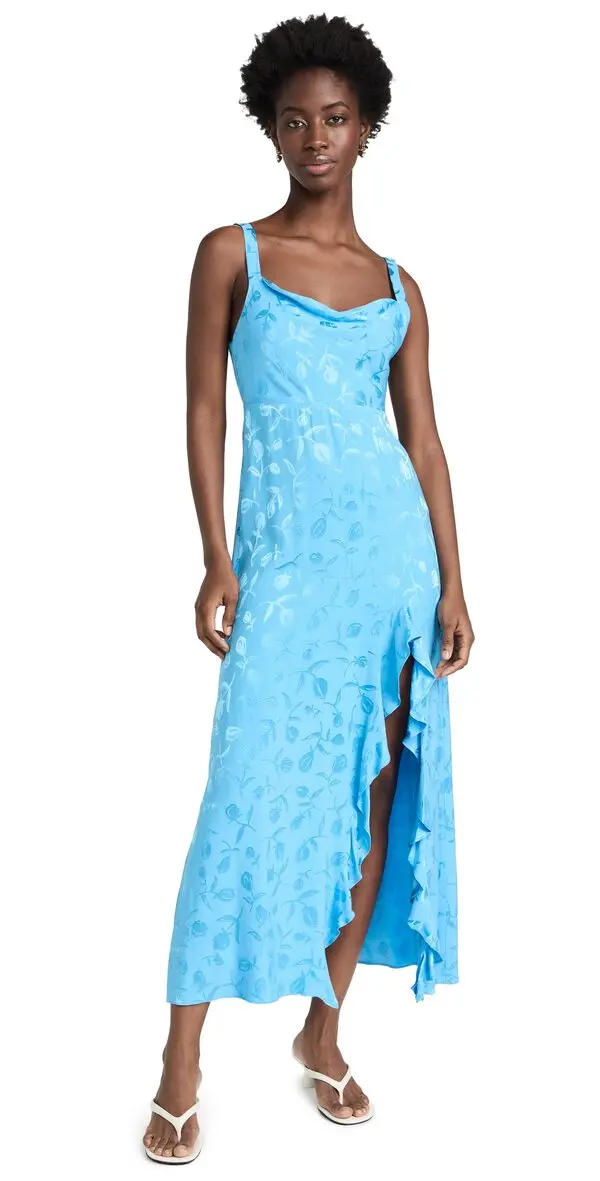 Kitri Carissa Jacquard Maxi Dress In Sky Blue Tulip Jacquard 80