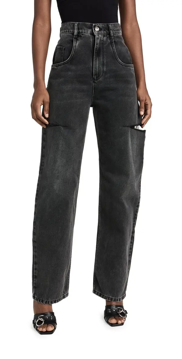 MAISON MARGIELA Denim Jeans With Slash Details - Black Washed