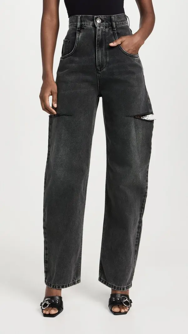 MAISON MARGIELA Denim Jeans With Slash Details - Black Washed