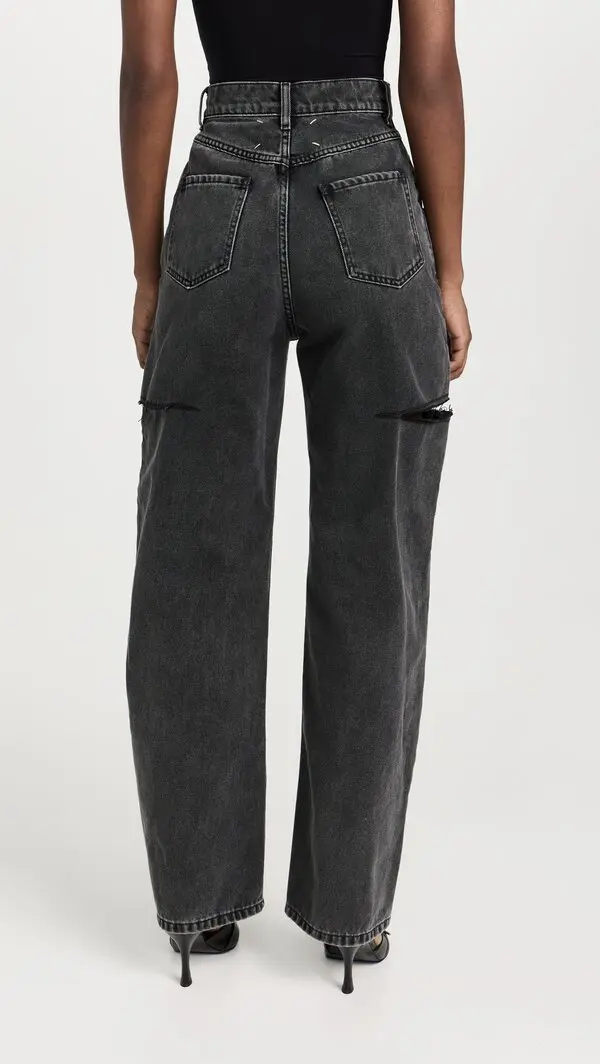 MAISON MARGIELA Denim Jeans With Slash Details - Black Washed