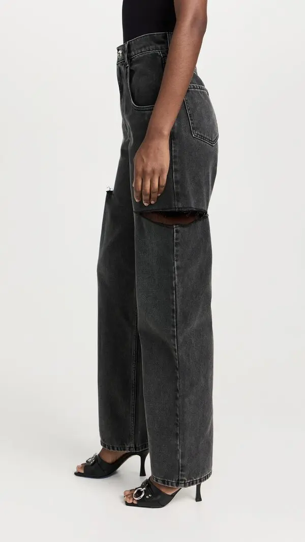 MAISON MARGIELA Denim Jeans With Slash Details - Black Washed