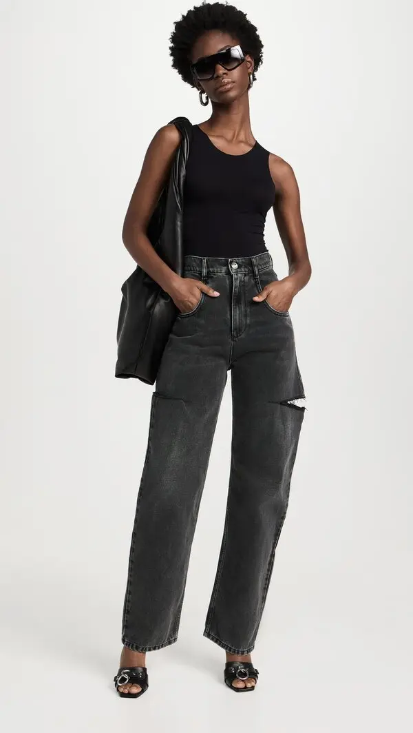 MAISON MARGIELA Denim Jeans With Slash Details - Black Washed