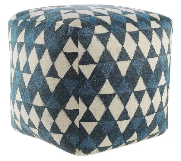 OX BAY TRADING CO. Ox Bay Evette Rios Geometric Flatweave Cotton P Ouf Ottoman - One-color
