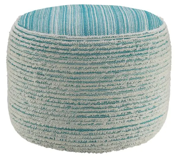 OX BAY TRADING CO. Ox Bay Hand-woven Striped Polyester Pouf Ottoma N - One-color