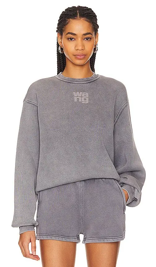 Alexander Wang Essential Crew Sweatshirt In Grey