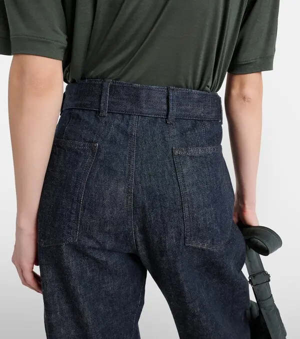 LEMAIRE High-rise Barrel-leg Jeans In Denim Indigo