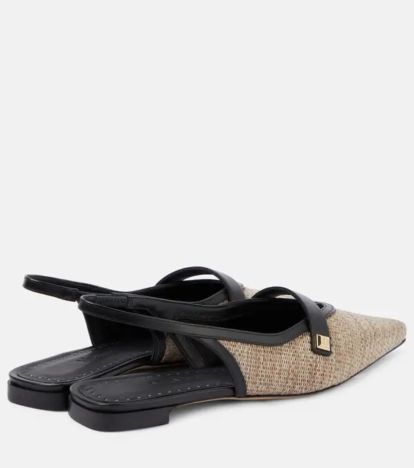 Max Mara Leather-trimmed Slingback Flats