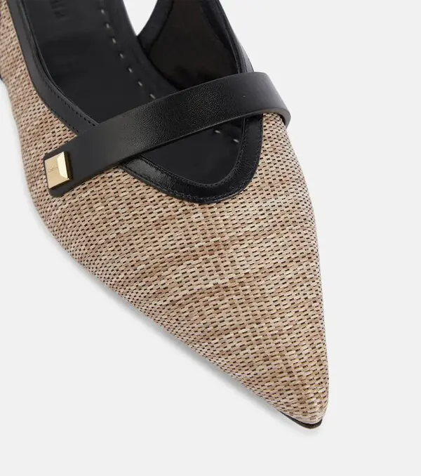 Max Mara Leather-trimmed Slingback Flats