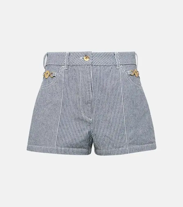 PATOU Striped High-rise Denim Shorts