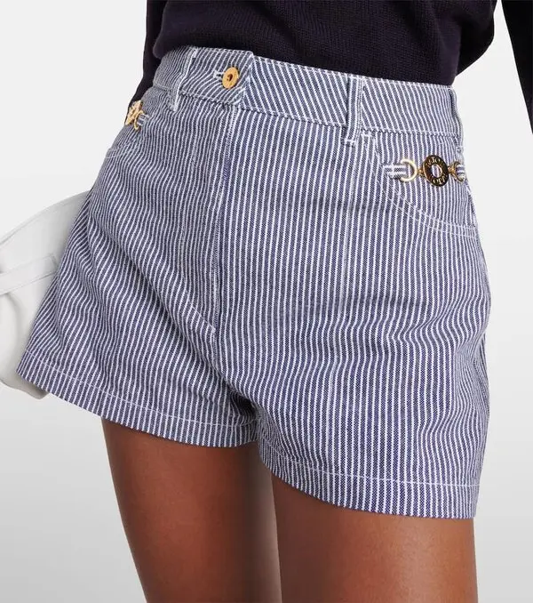 PATOU Striped High-rise Denim Shorts
