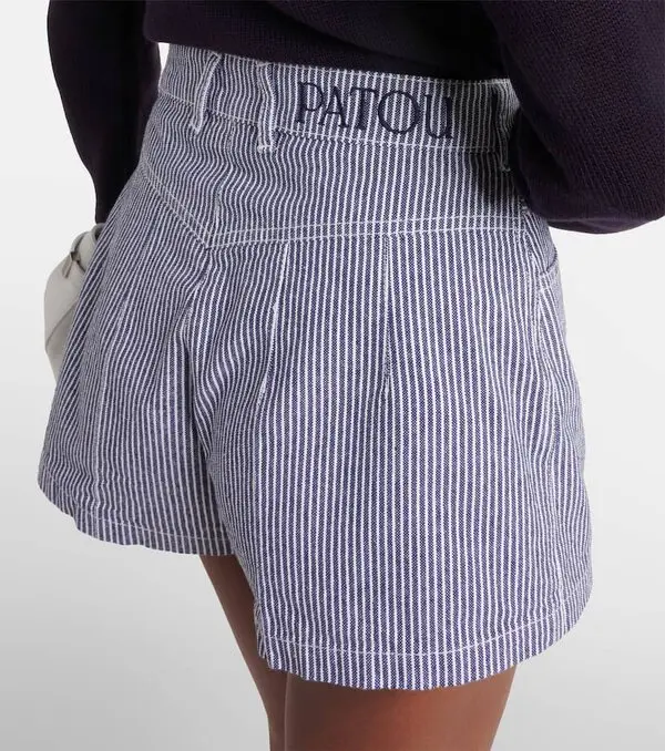 PATOU Striped High-rise Denim Shorts