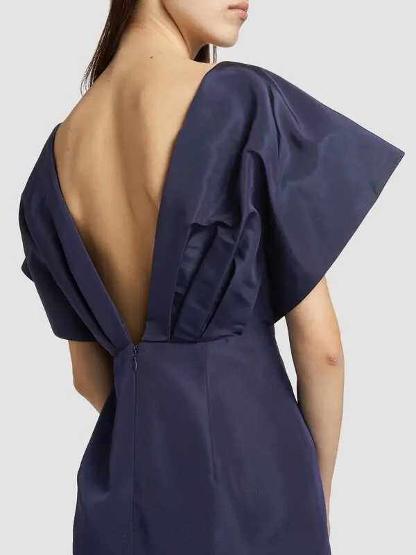 Carolina Herrera Silk Faille Fan Bodice Column Gown - Midnight