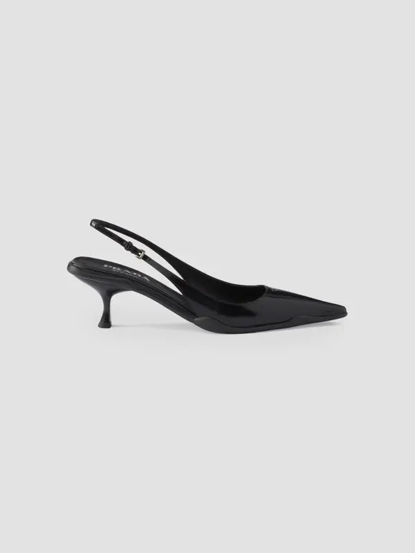 Prada Brushed Leather Slingback Pumps - Black