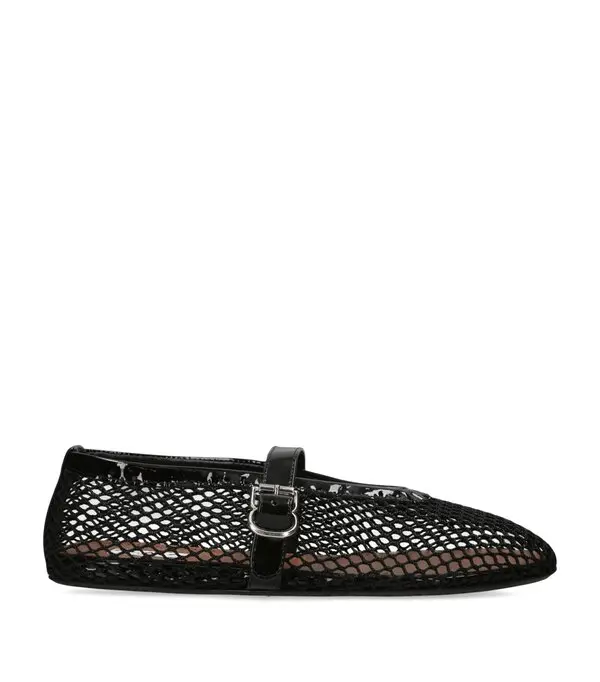 Alaïa Leather Mesh Ballet Flats - Black