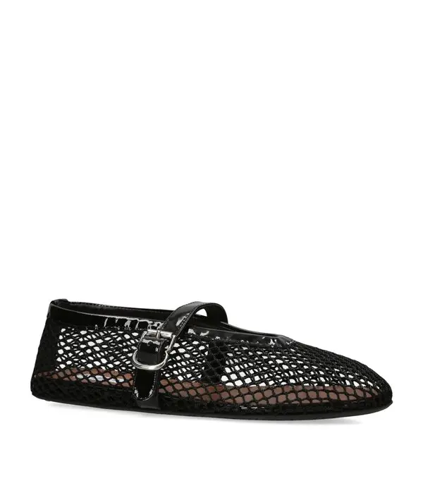 Alaïa Leather Mesh Ballet Flats - Black