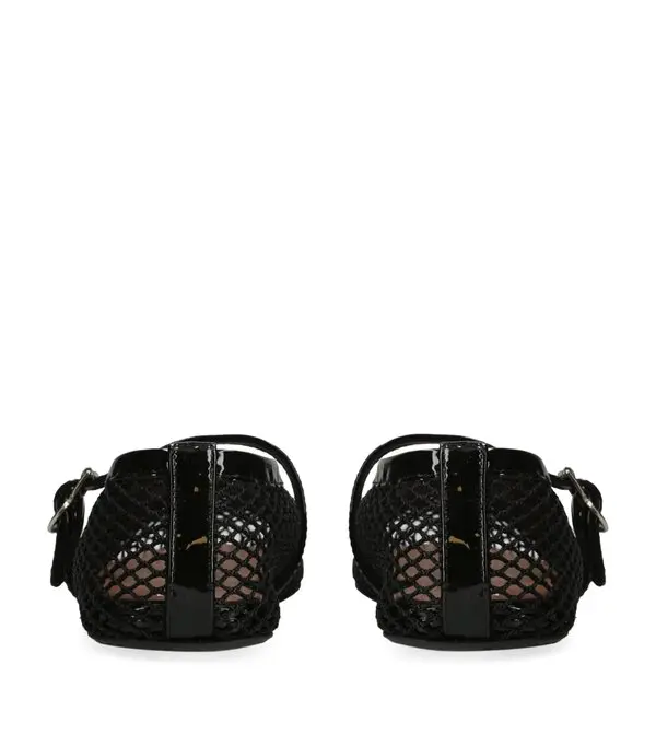 Alaïa Leather Mesh Ballet Flats - Black