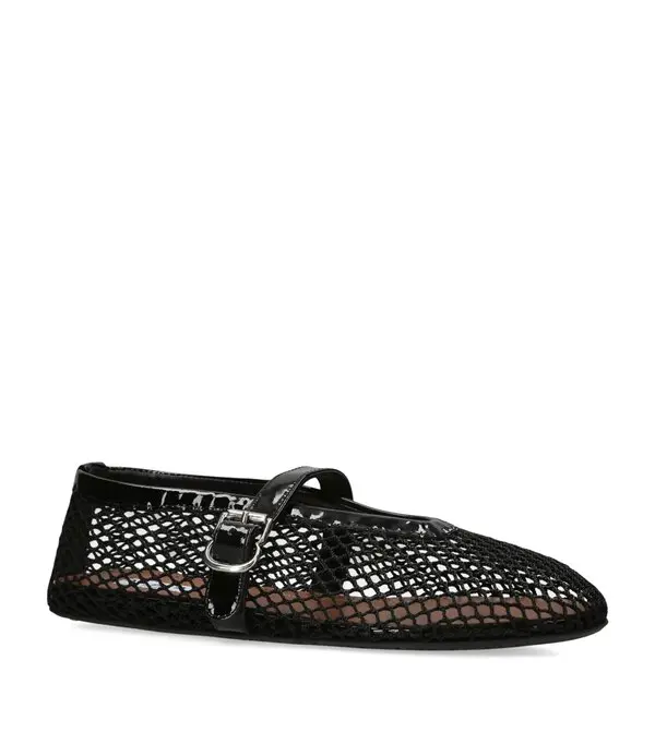 Alaïa Leather Mesh Ballet Flats - Black