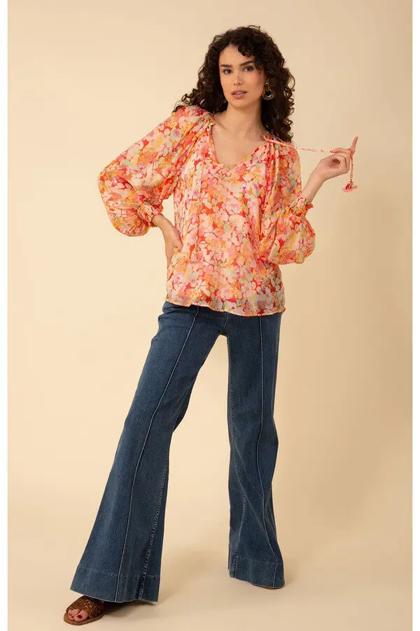 Hale Bob Octavia Chiffon Top - Orange
