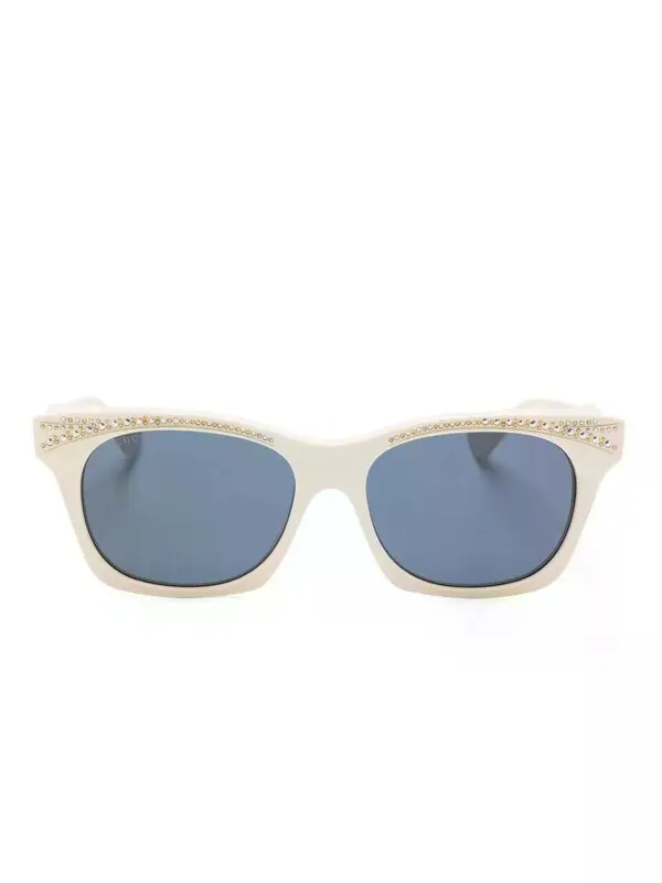 Gucci Crystal-embellished Wayfarer Sunglasses - Brown