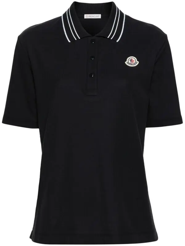 Moncler Logo-patch Cotton Polo Shirt - Black