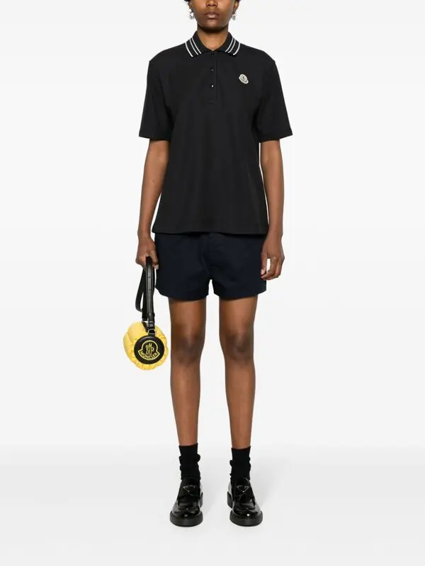 Moncler Logo-patch Cotton Polo Shirt - Black
