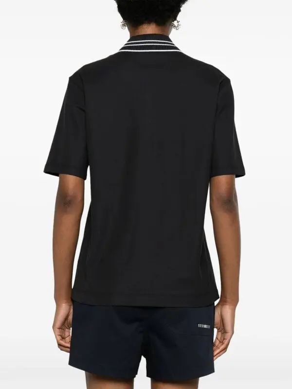 Moncler Logo-patch Cotton Polo Shirt - Black