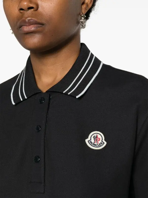 Moncler Logo-patch Cotton Polo Shirt - Black