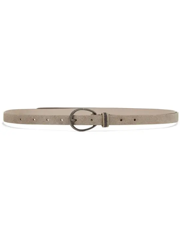 Brunello Cucinelli Monili-detail Suede Belt - Neutrals