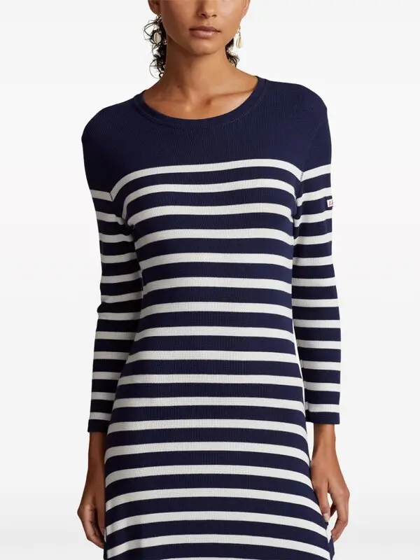 Ralph Lauren Striped Waffle-Knit Maxi Dress In Blue - 52% Off | Editorialist