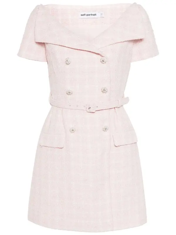 SELF-PORTRAIT Checked Bouclé Minidress