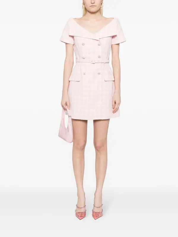 SELF-PORTRAIT Checked Bouclé Minidress